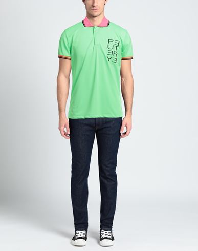 PEUTEREY man polo shirt lime green size m polyamide, elastane